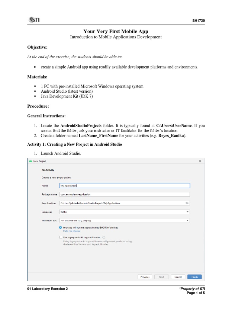 Your Very First Mobile App: Objective | PDF | Android (Operating System) | Mobile App