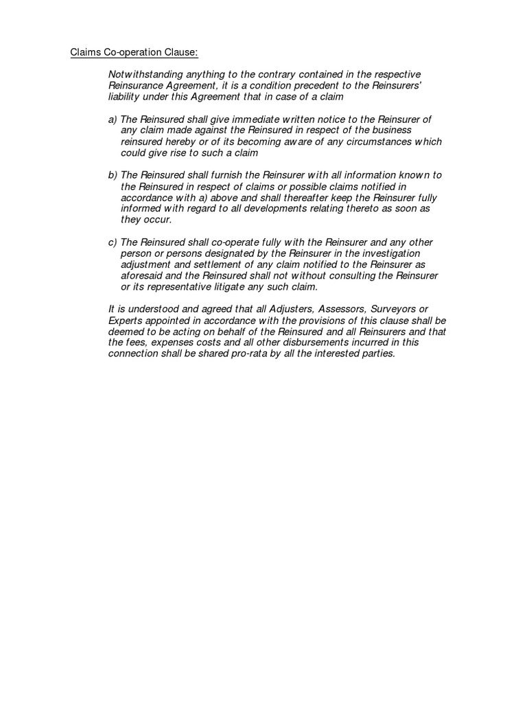 Claims Cooperation Clause | PDF