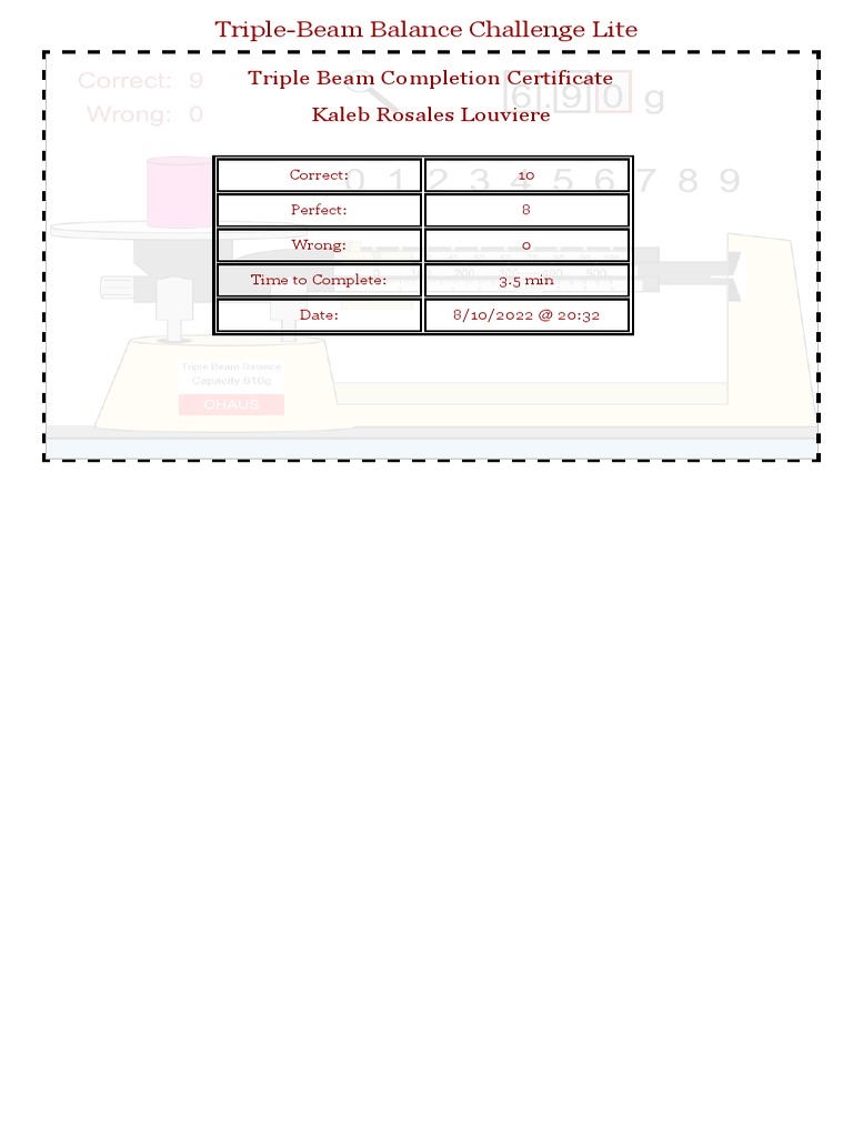 Triple-Beam Balance Challenge Lite | PDF