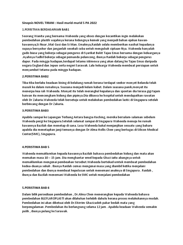 Peristiwa Novel Tirani Mengikut Bab | PDF
