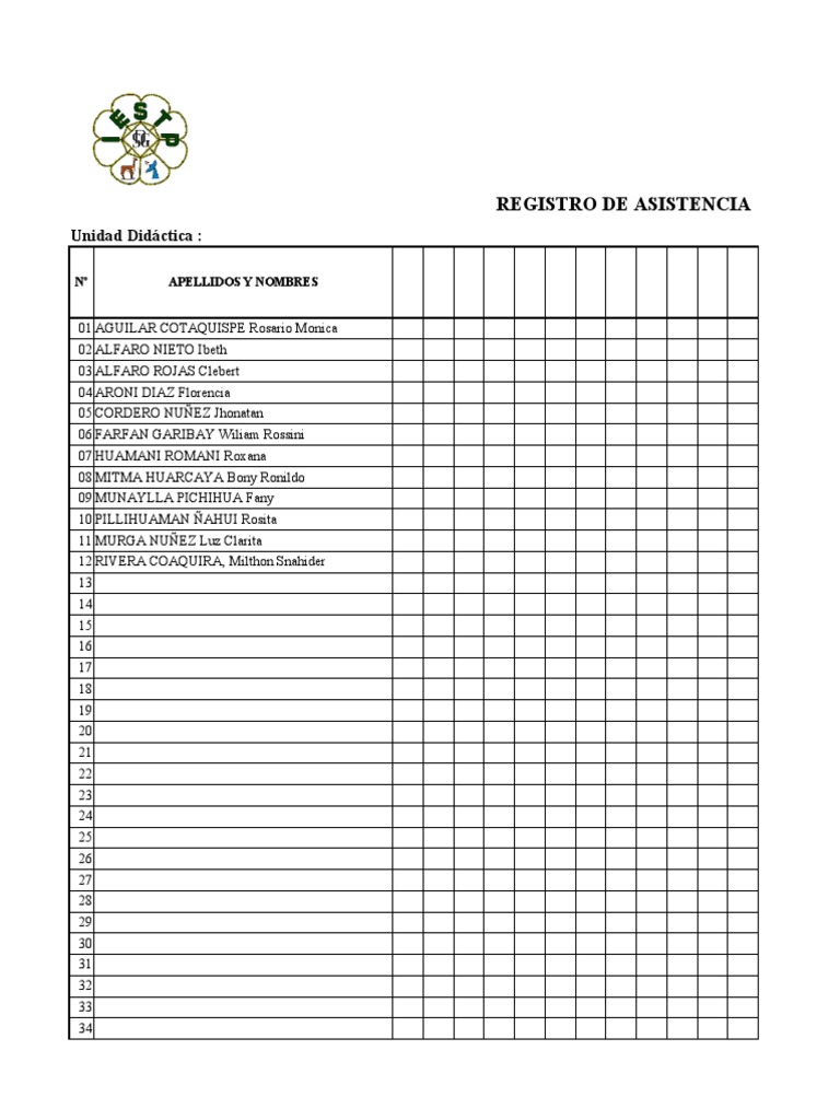 Formato de Registro de Asistencia | PDF