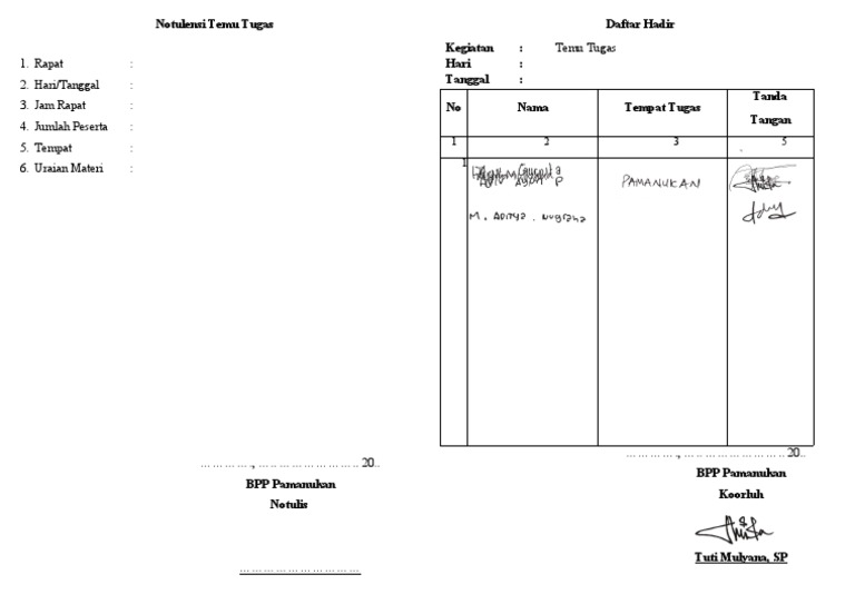 Notulensi Temu Tugas | PDF