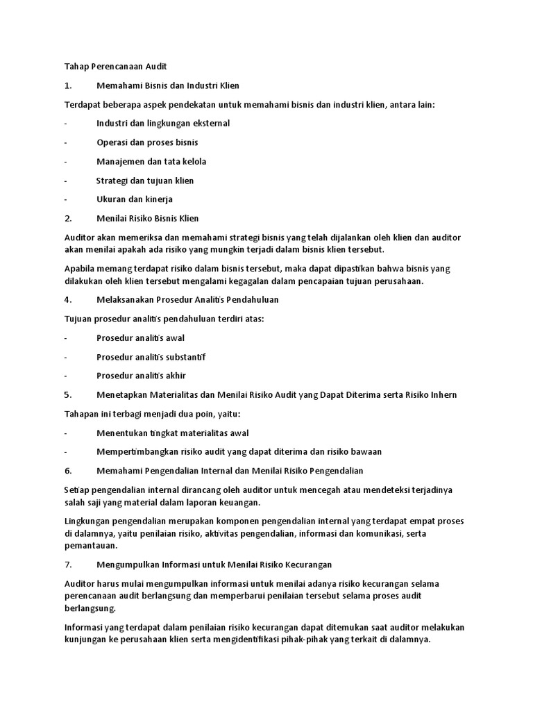 Tahap Perencanaan Audit | PDF