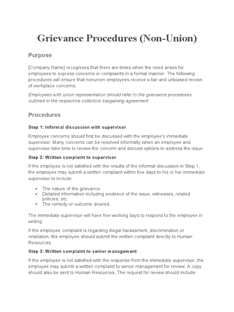Grievance Procedures | PDF | Employment | Complaint