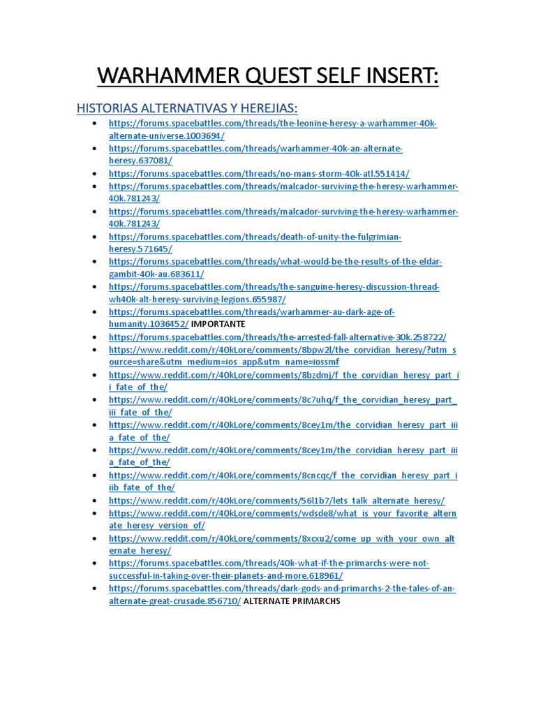 Warhammer Quest Self Insert | PDF | Campaign Settings