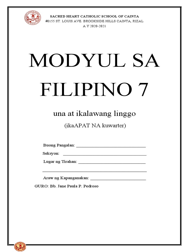 Modyul Filipino 7 Week 12 | PDF