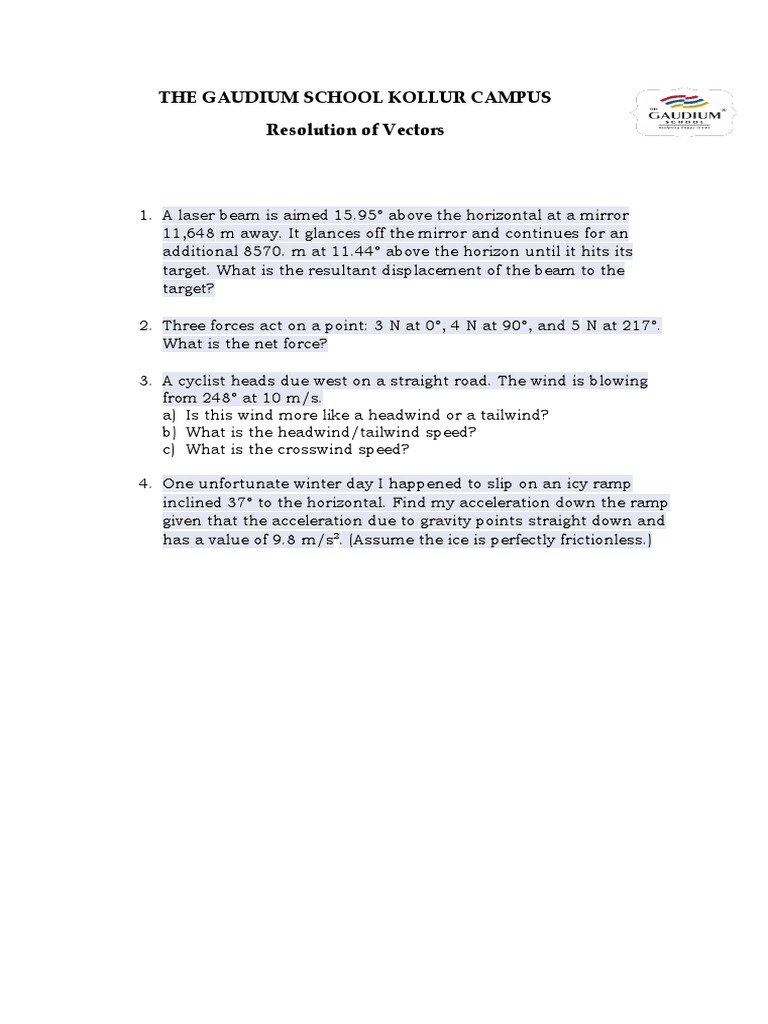 Vector Resolution Problems and Solutions | PDF