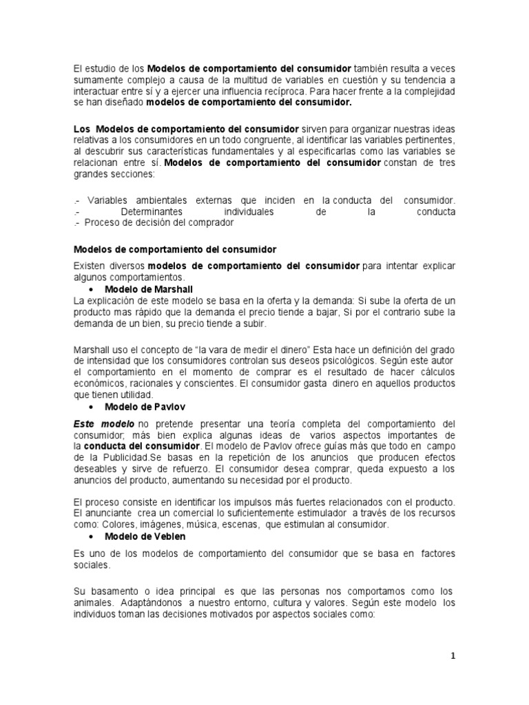 Los Modelos de Comportamiento Del Consumidor Sirven para Organizar ...