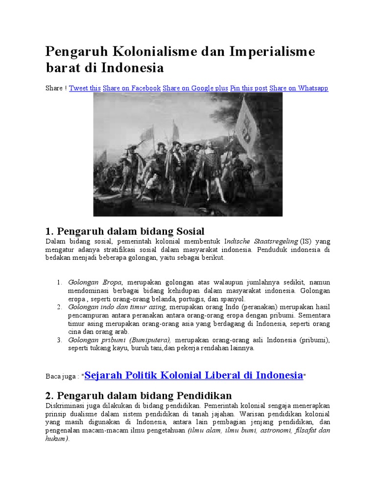 Dampak Kolonialisme di Indonesia | PDF | Perjalanan
