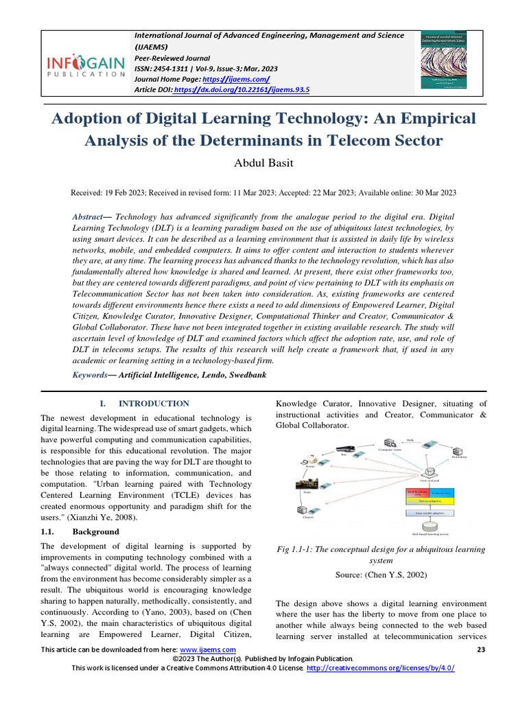 Adoption of Digital Learning Technology: An Empirical Analysis of The Determinants in Telecom ...