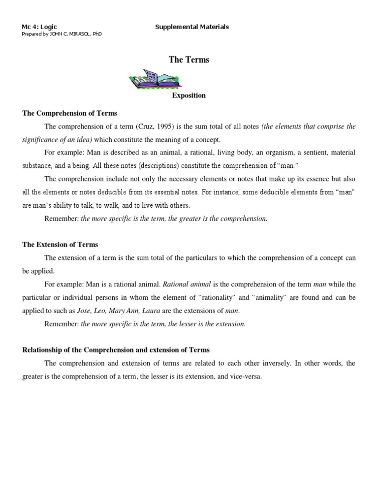 Handouts Comprehension and Extension of Terms | PDF