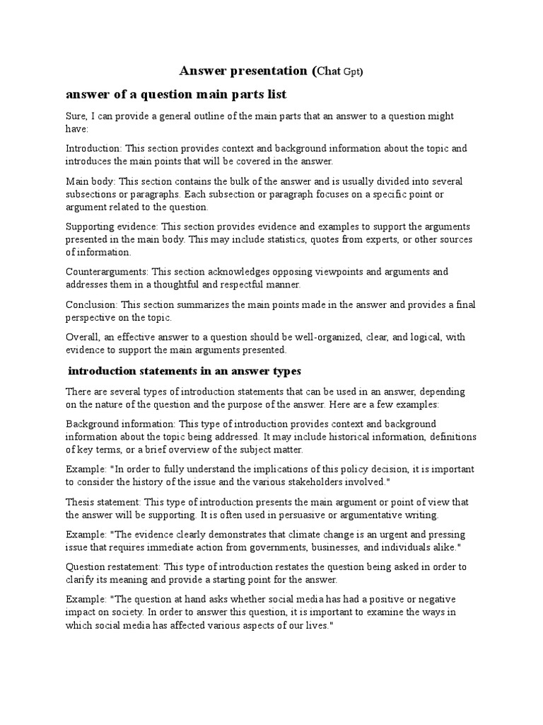 Answer Presentation | PDF | Argument | Essays