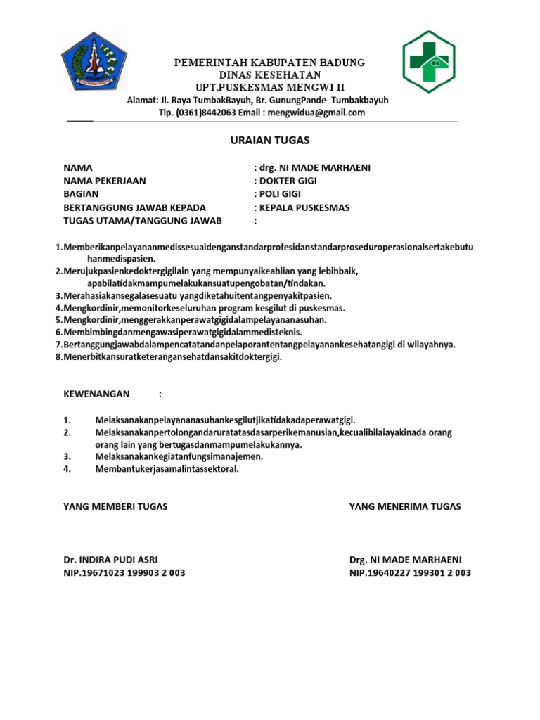 URAIAN TUGAS Dan TUPOKSI | PDF