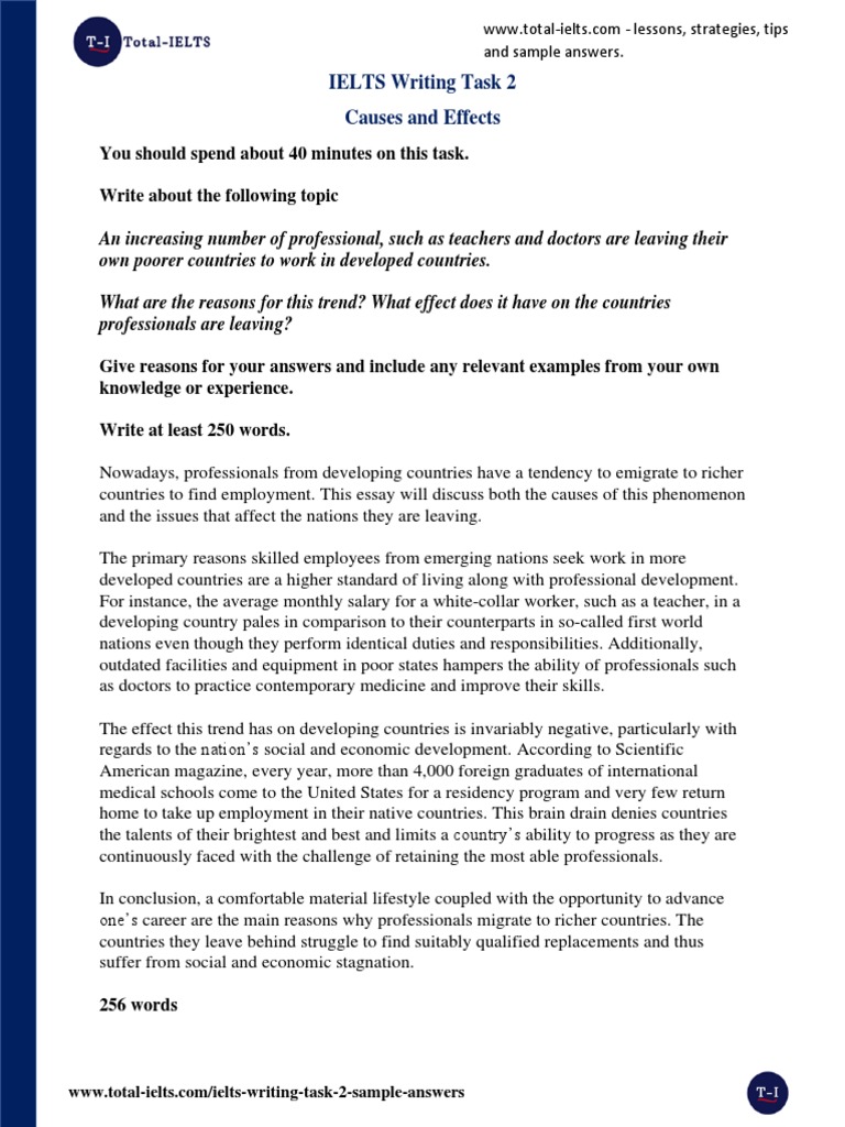 IELTS Writing Task 2. Causes and Effects | PDF | Human Capital Flight | Cognition