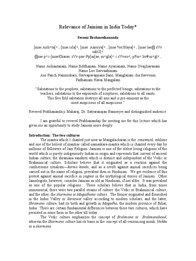 Relevance of Jainism in Modern India | PDF | Ahimsa | Religious Belief ...