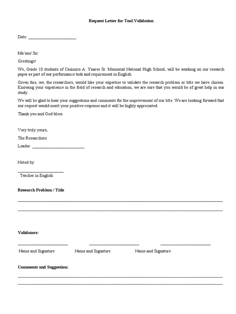 Request Letter For Title Validation | PDF