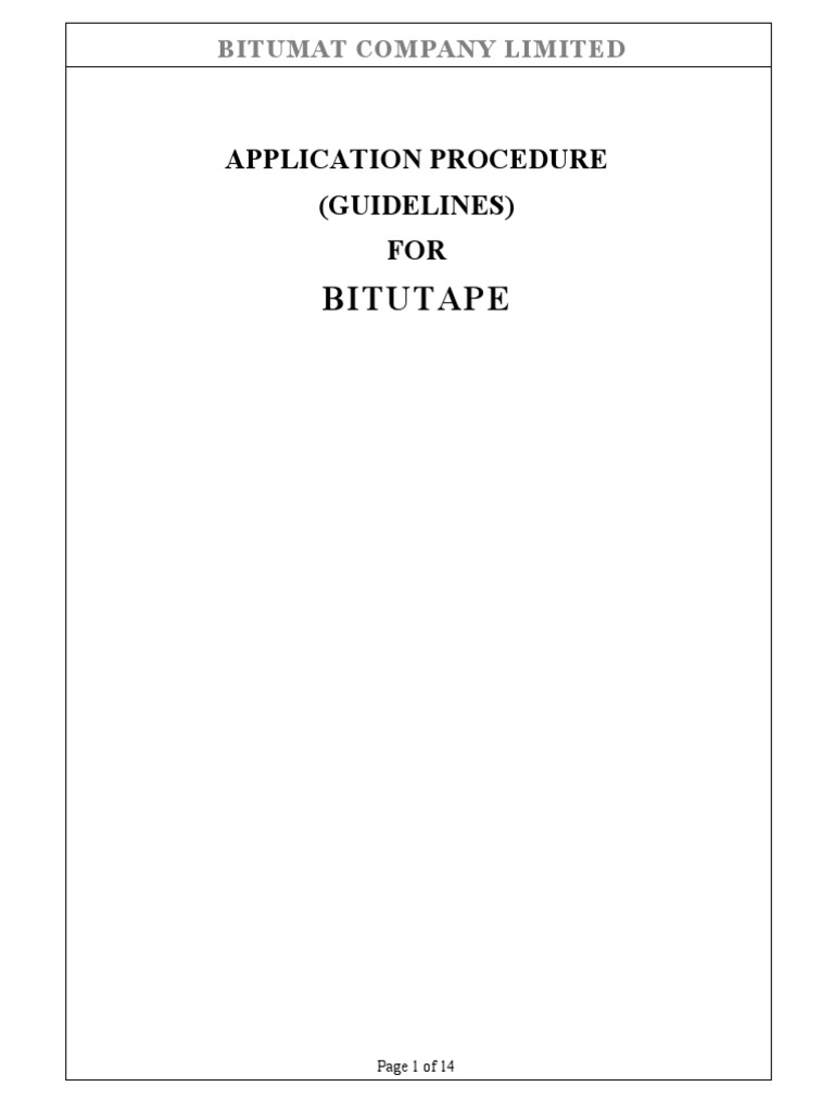 BituTape HD - Application Procedure | PDF | Pipe (Fluid Conveyance ...