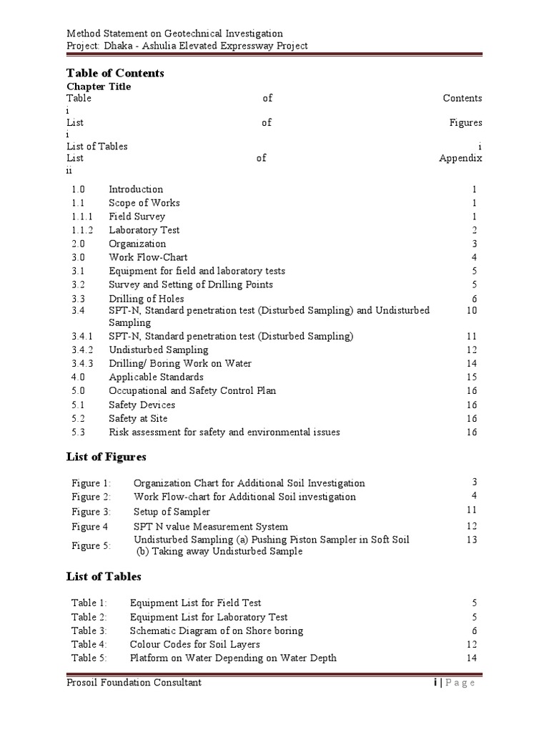 Geotechnical Investigation Method Statement | PDF | Geotechnical Engineering | Civil Engineering