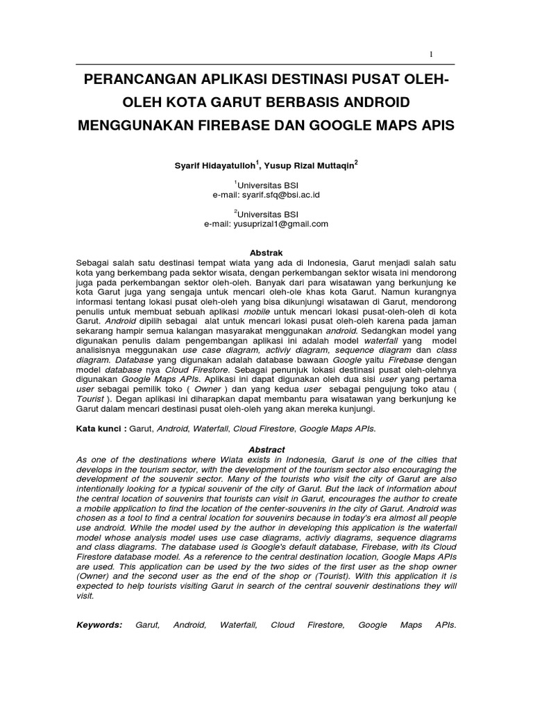 Perancangan Aplikasi Destinasi Pusat Oleh-Oleh Kota Garut Berbasis Android Menggunakan Firebase ...