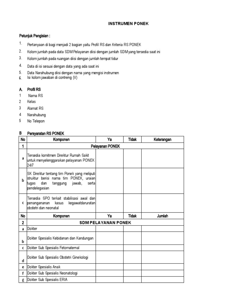 Instrumen PONEK | PDF