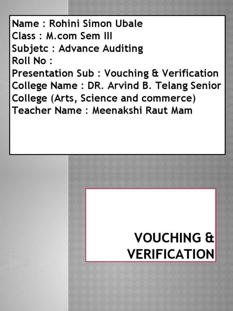 Vouching - Verification PPT Sem III | PDF | Voucher | Receipt