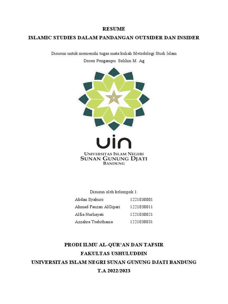 Resume Islamic Studies Dalam Pandangan Outsider Dan Insider | PDF ...
