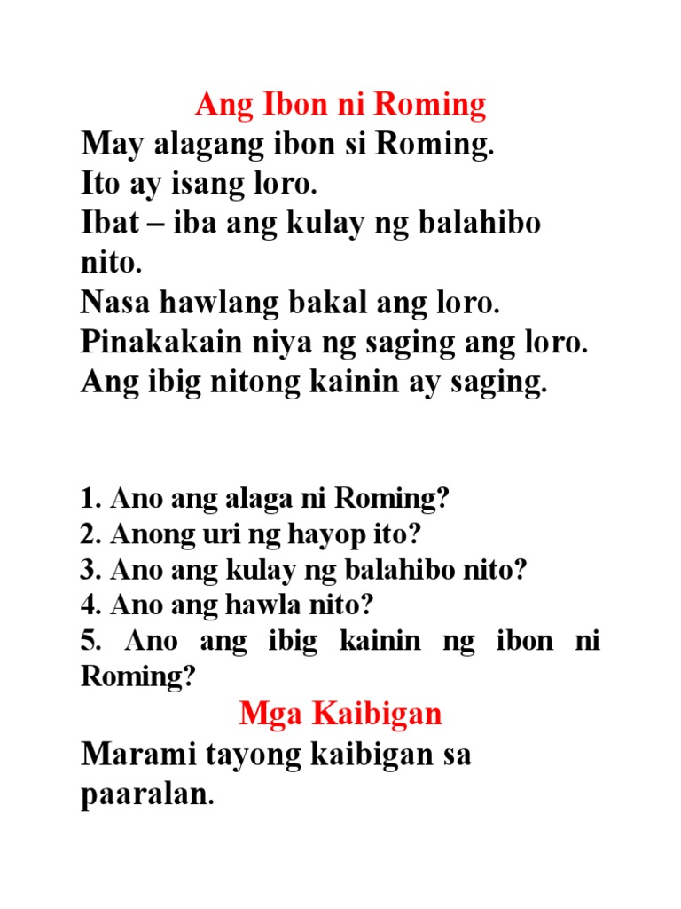 Reading Story Filipino | PDF