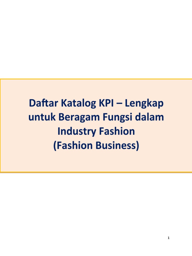 Daftar Katalog KPI - Fashion Business | PDF