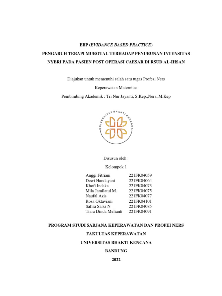 Ebp Kelompok 1 | PDF | Kesehatan Holistik