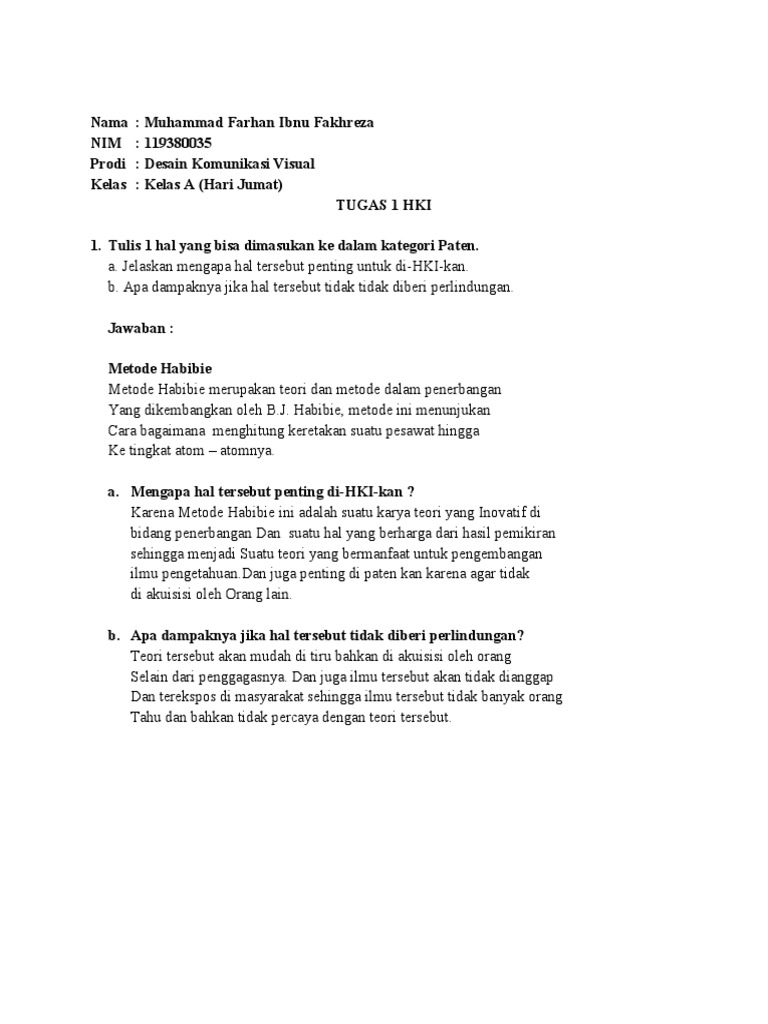 Tugas HKI 1&2 | PDF