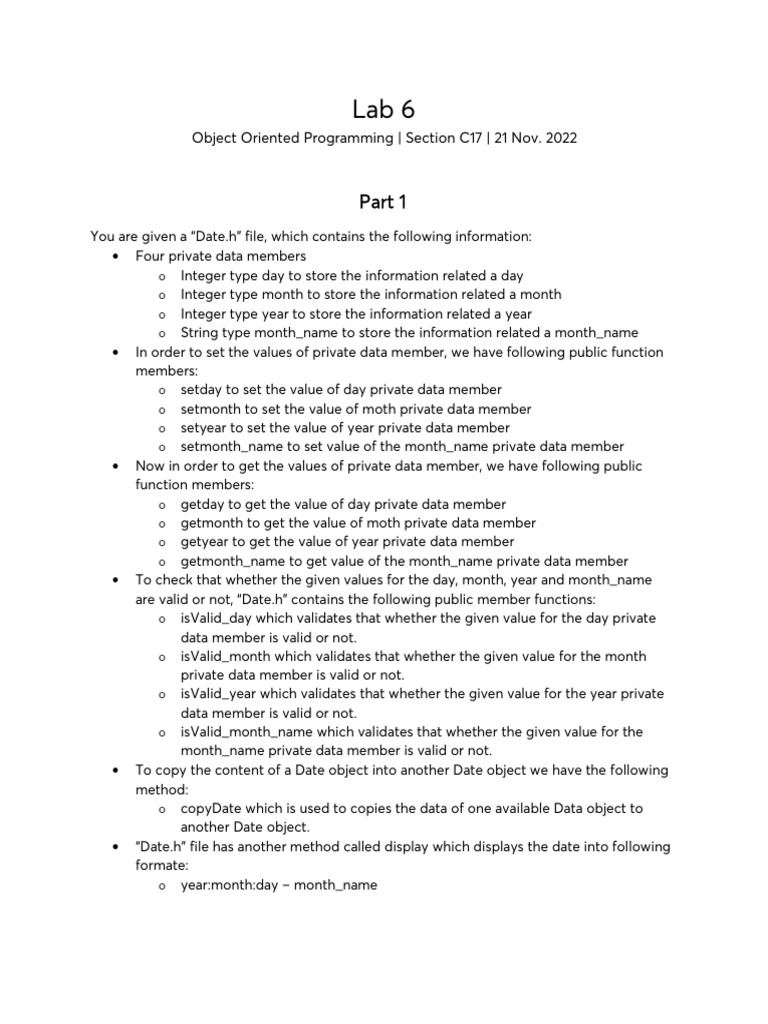 Lab 6 Section C 17 Pdf Constructor Object Oriented Programming Programming 6634