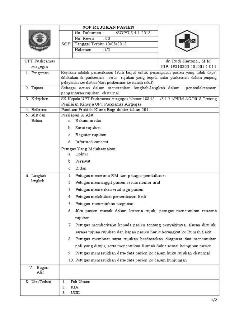 7.5.4.1 Sop Rujukan | PDF