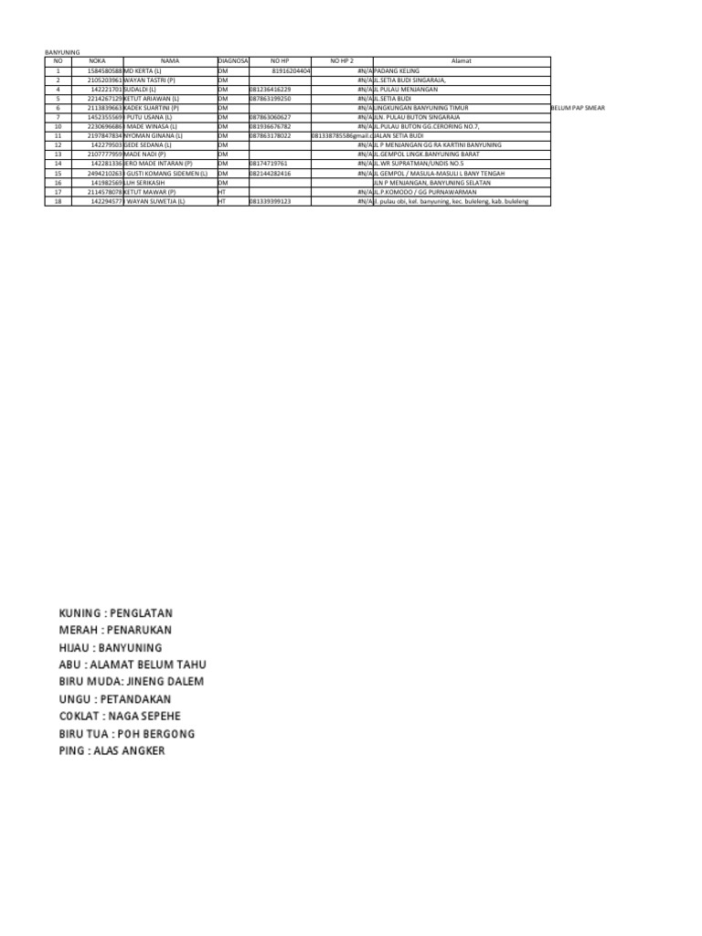 Data Pasien DM Banyuning | PDF