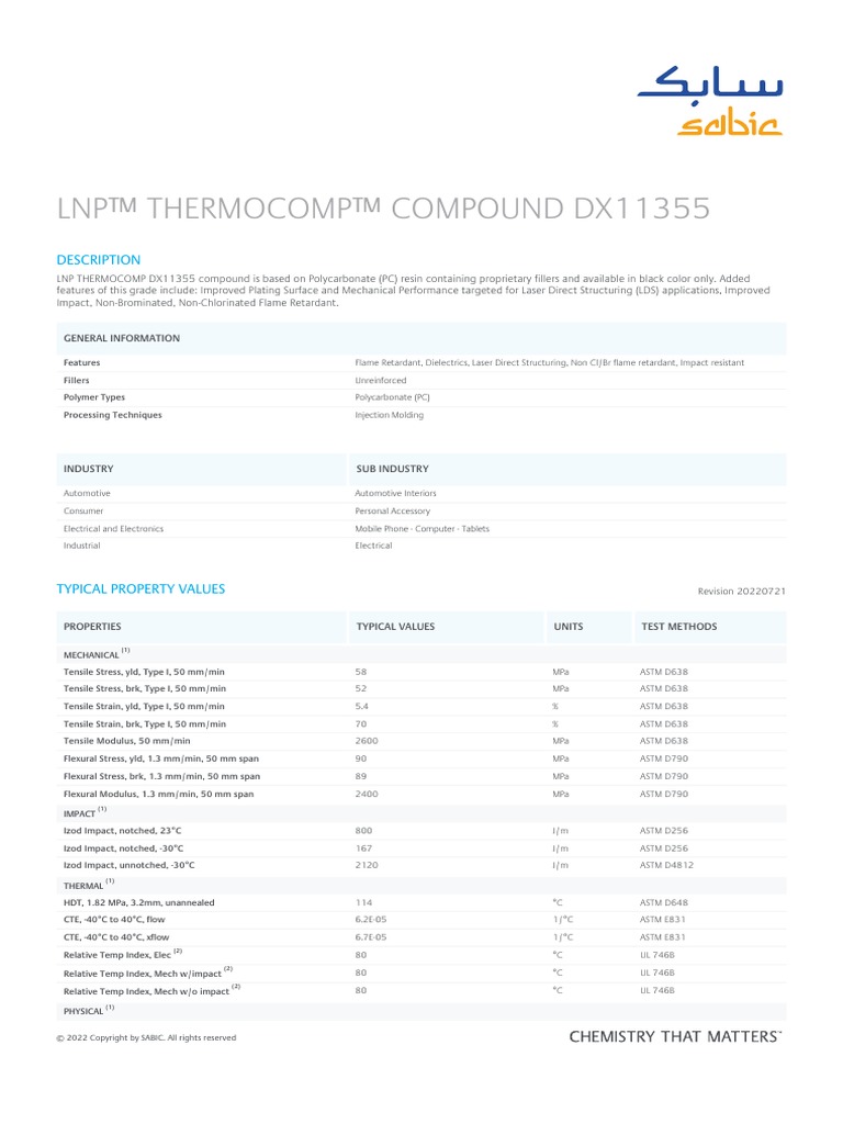 LNP™ THERMOCOMP™ Compound - DX11355 - Global - Technical - Data - Sheet ...