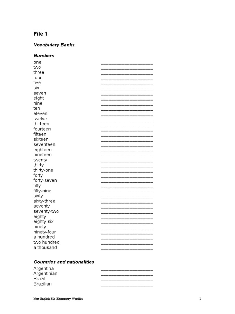 Vocabulary Elementary | PDF