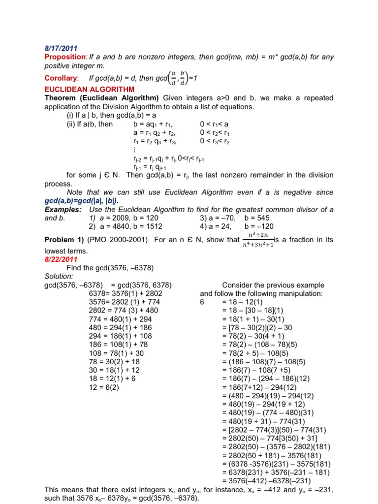 Euclidean Algorithm | PDF