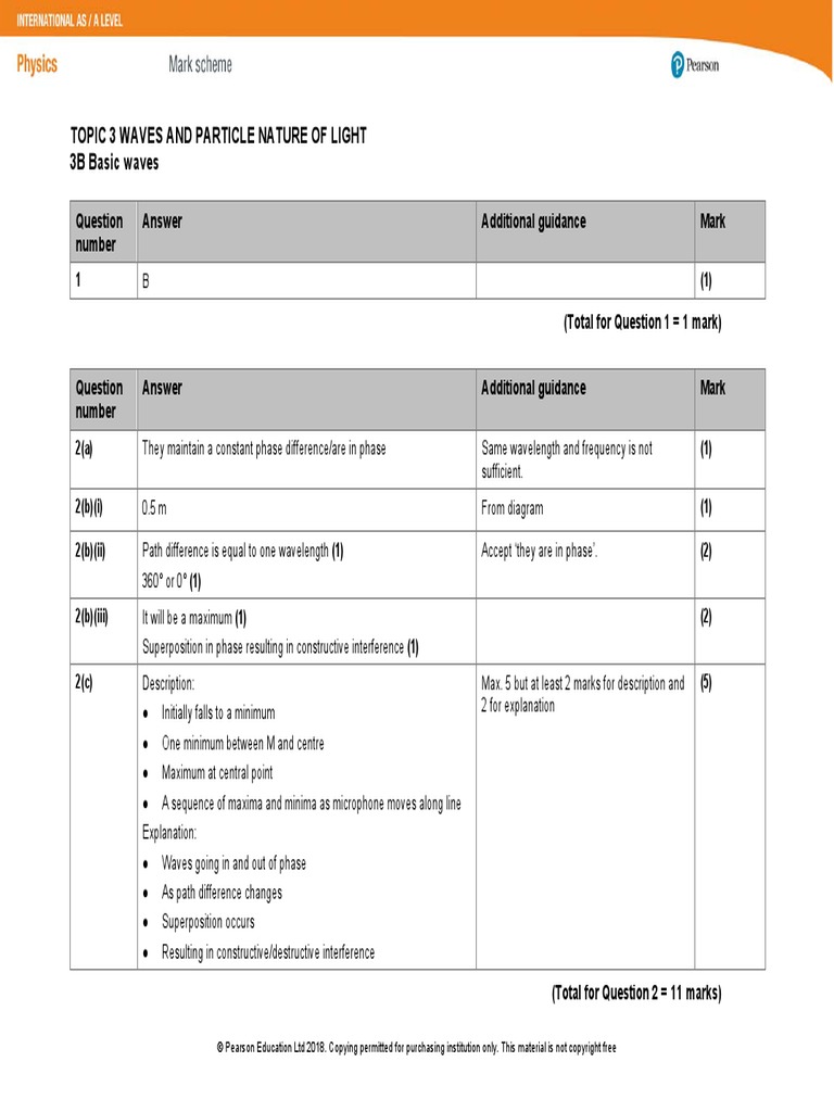 IAS - Physics - SB1 - Mark Schemes - 3B | PDF | Waves | Wavelength IAS - Physics - SB1 - Mark Schemes - 3B | PDF | Waves | Wavelength