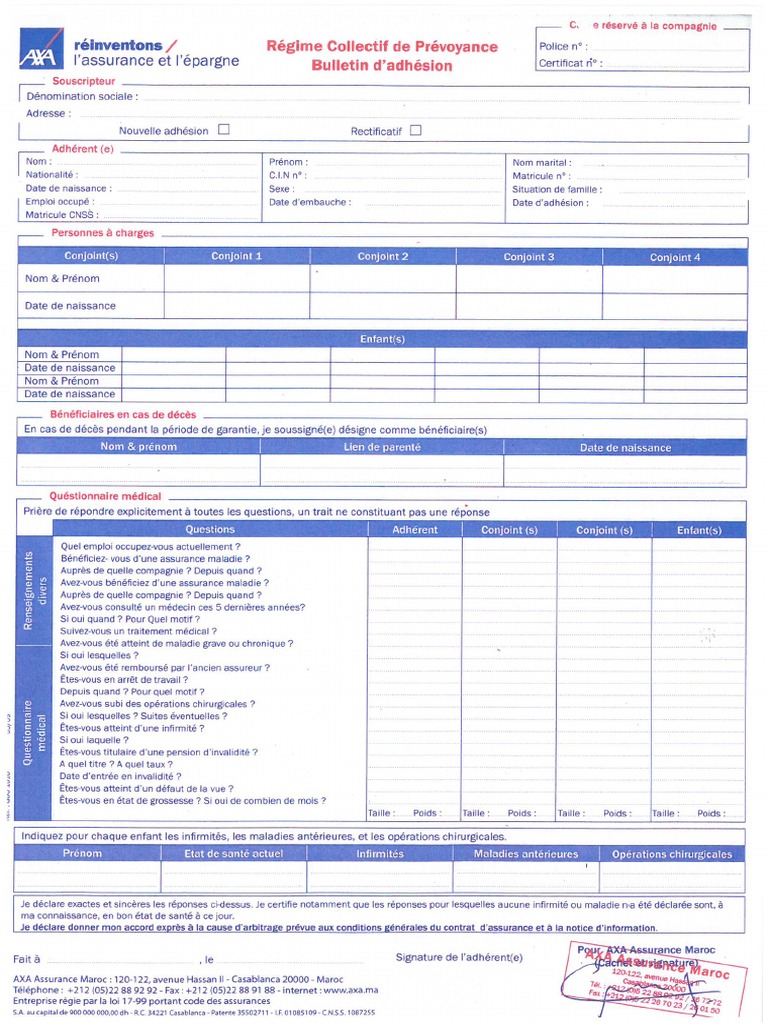 Fiche AXA Assurance | PDF