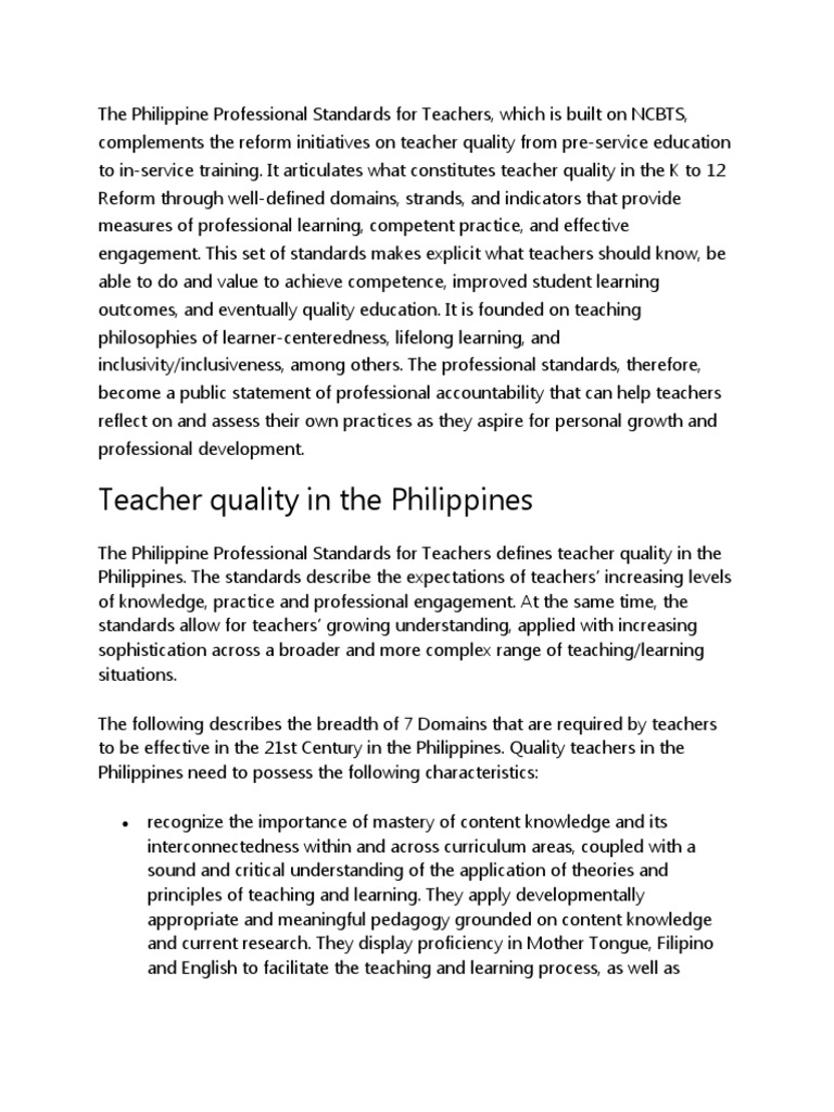 Teacher Quality in The Philippines | PDF | Learning | Educational Assessment