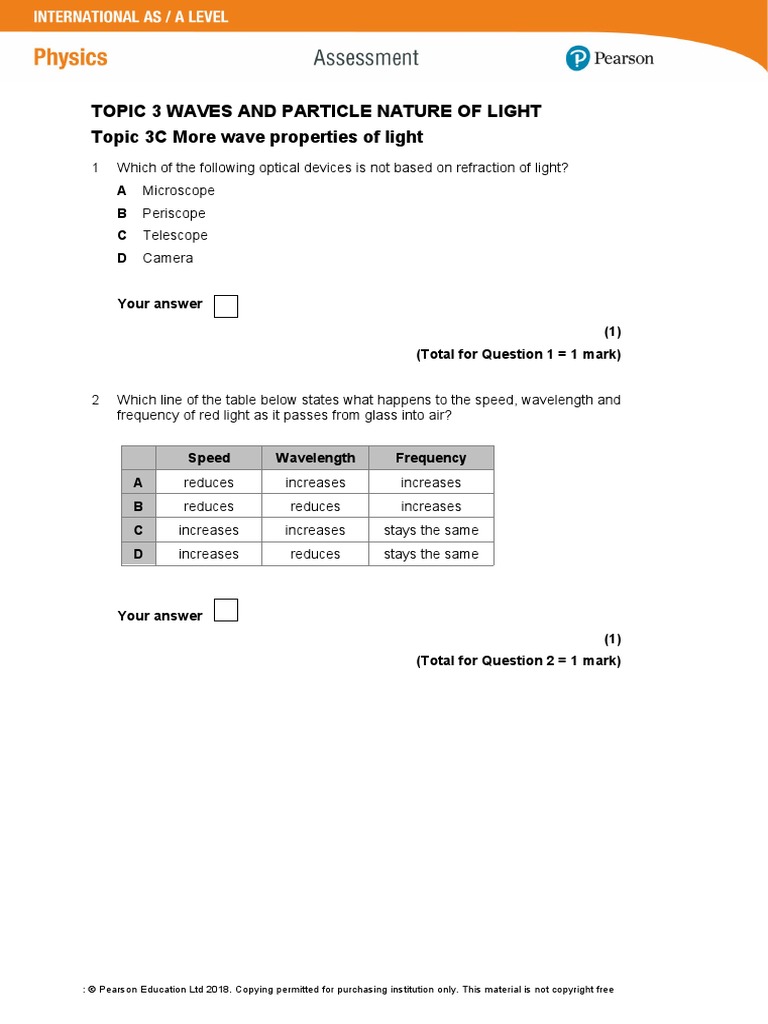 Topic 3 Waves and Particle Nature of Light Topic 3C More Wave ...