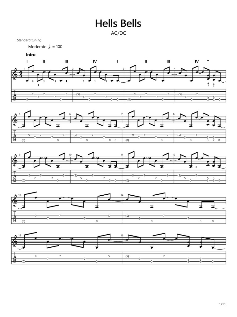 ACDC - Hells Bells | PDF | Songs | Rock Music