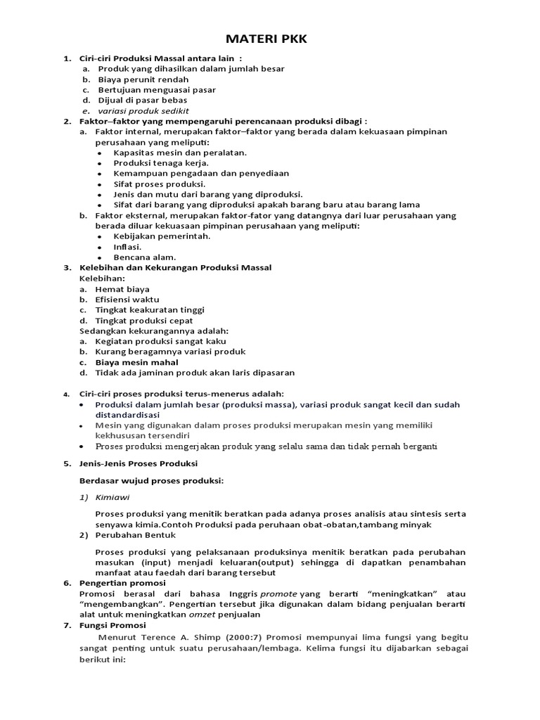 Ringkasan Materi PKK | PDF