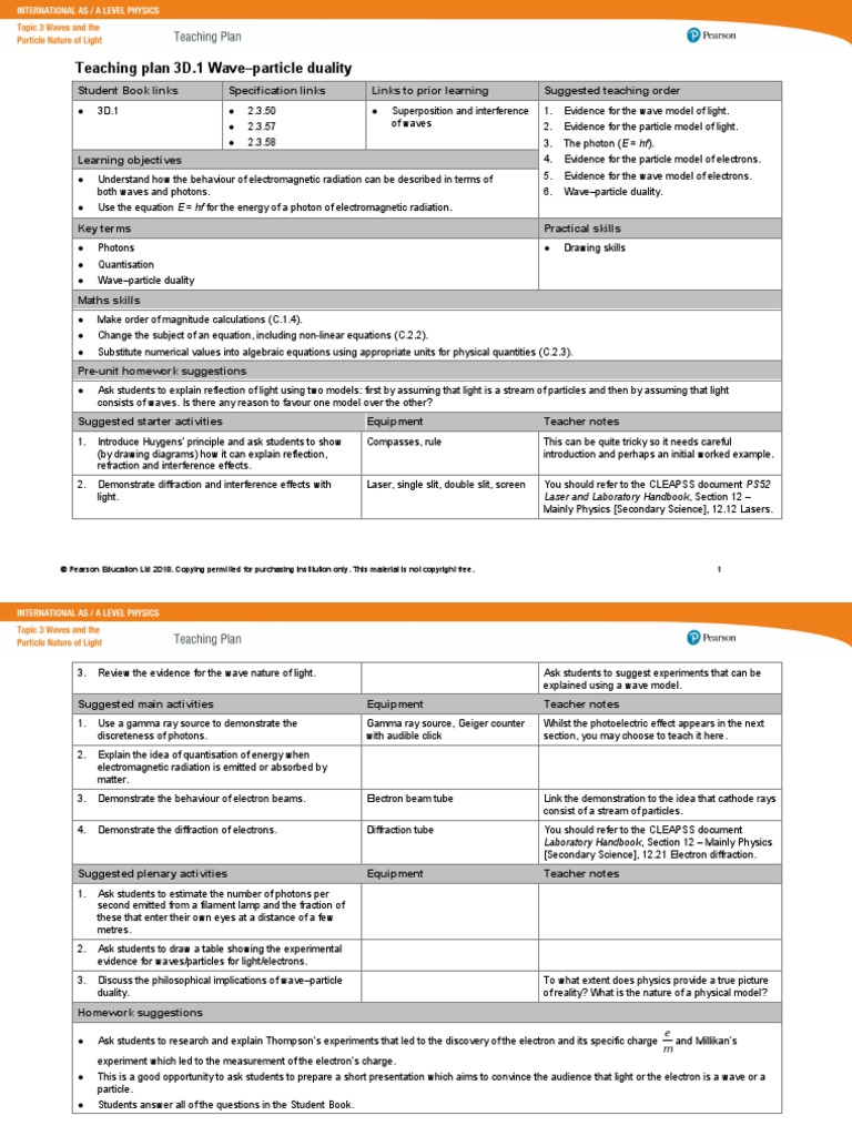 IAS - Physics - SB1 - Teaching Plans - 3D | PDF | Electron ...
