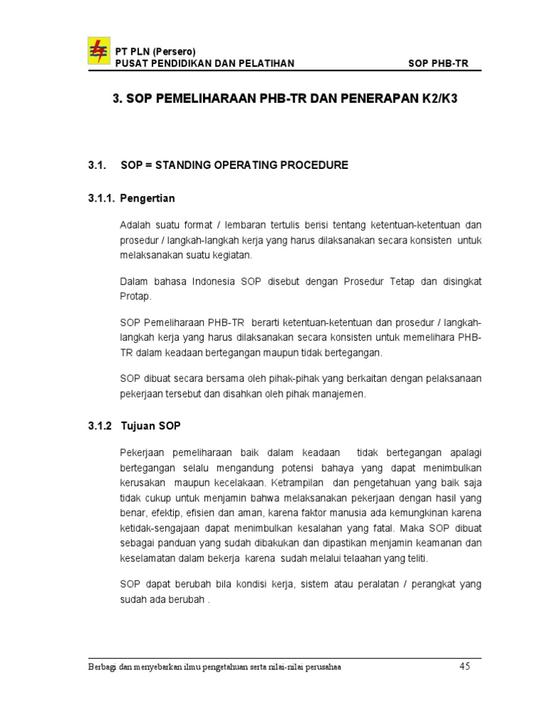Sop Pemeliharaan PHB-TR | PDF | Komputer | Teknologi & Rekayasa