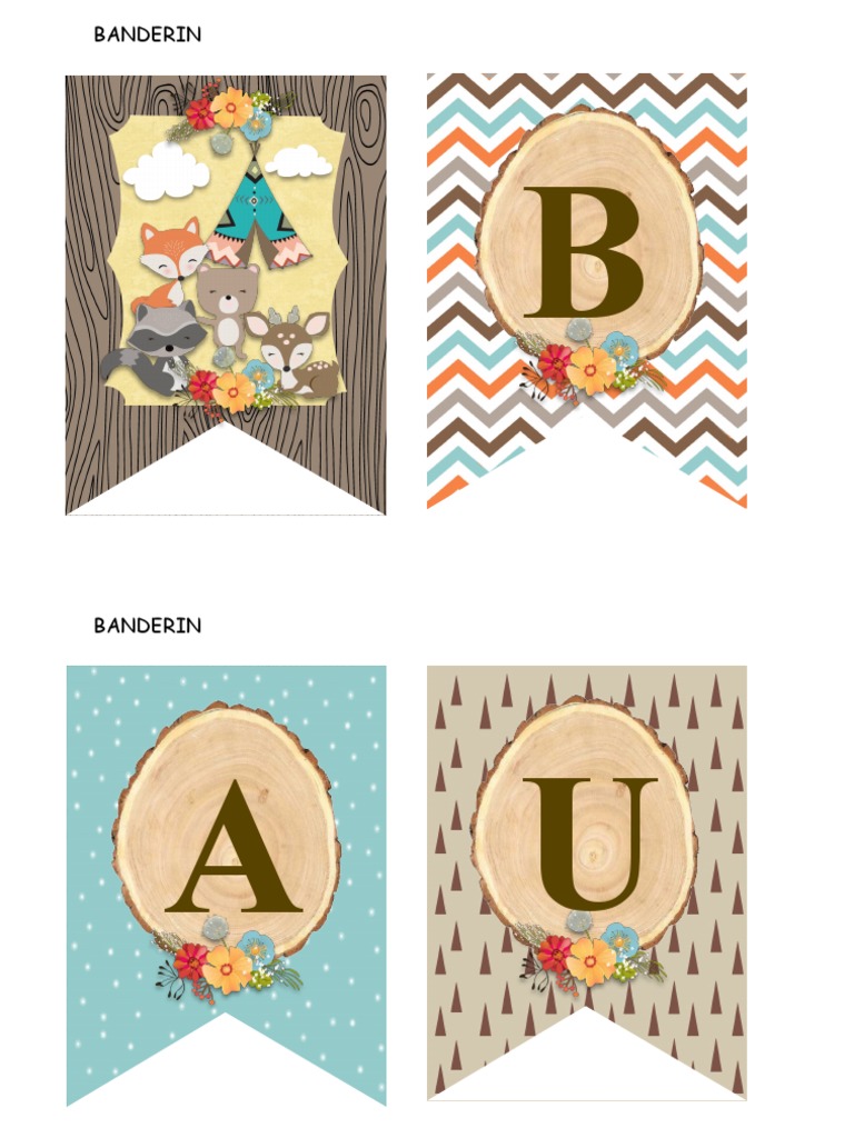 Banderin Editable Animales Del Bosque 2 Nenes | PDF