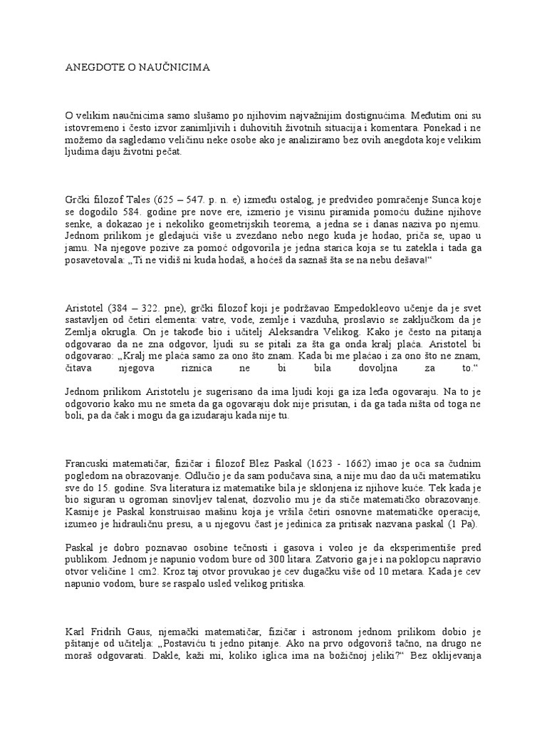 Anegdote o Naučnicima | PDF