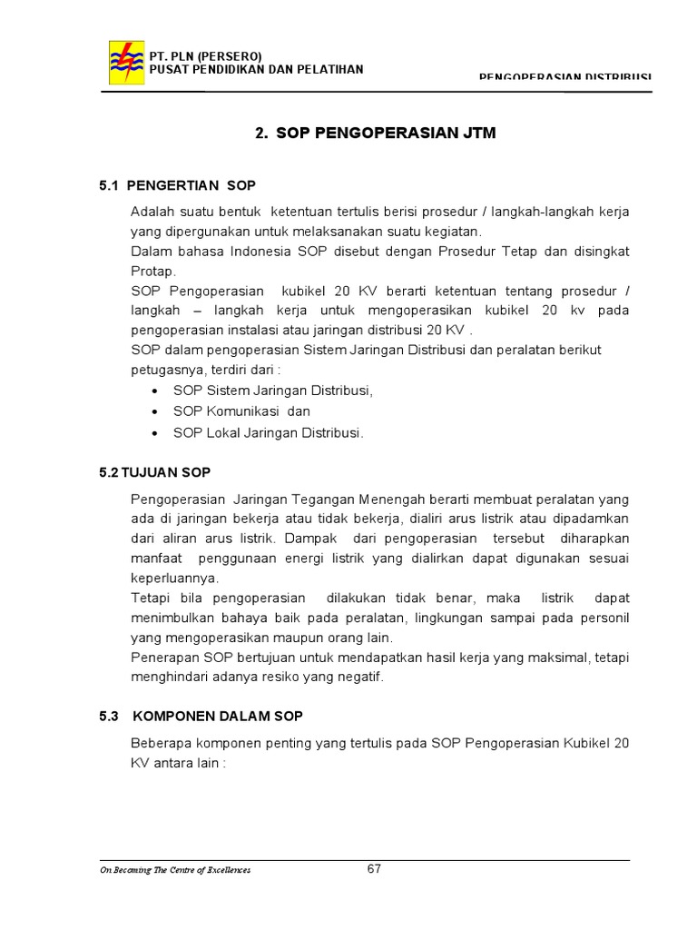 SOP Pengoperasian JTM, Gardu, Kubikel 20 KV | PDF | Komputer | Teknologi & Rekayasa