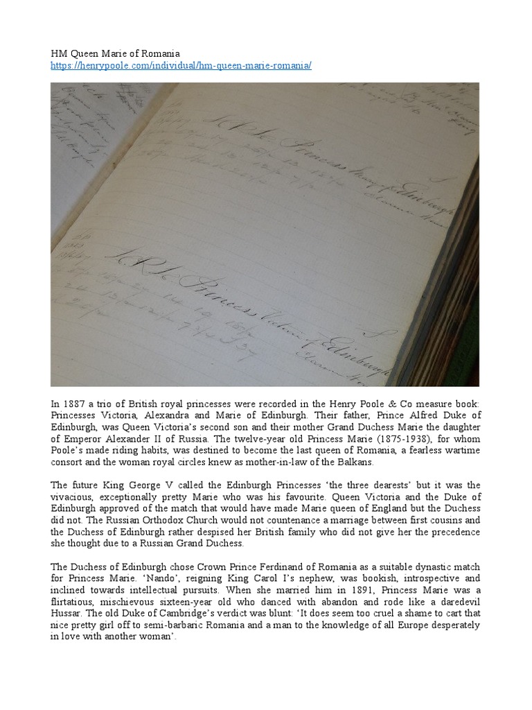 HM Queen Marie of Romania | PDF | Royalties | Nobility