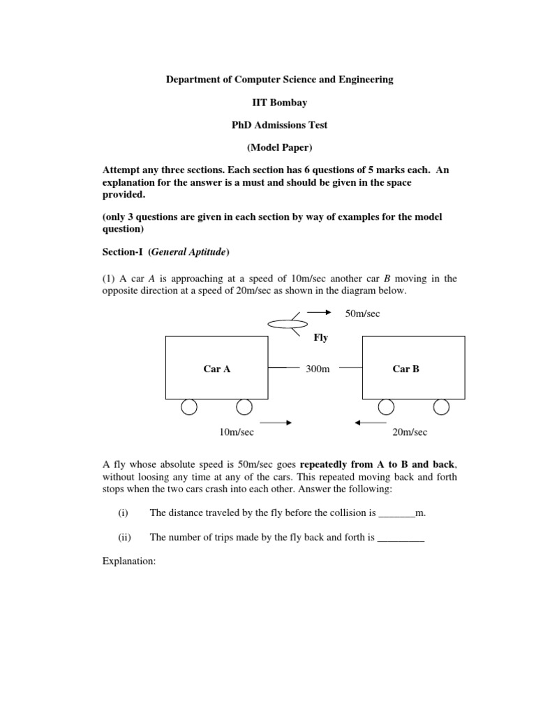 IIT Bombay PhD Entrance Model Paper | PDF | Bit | Scheduling (Computing)