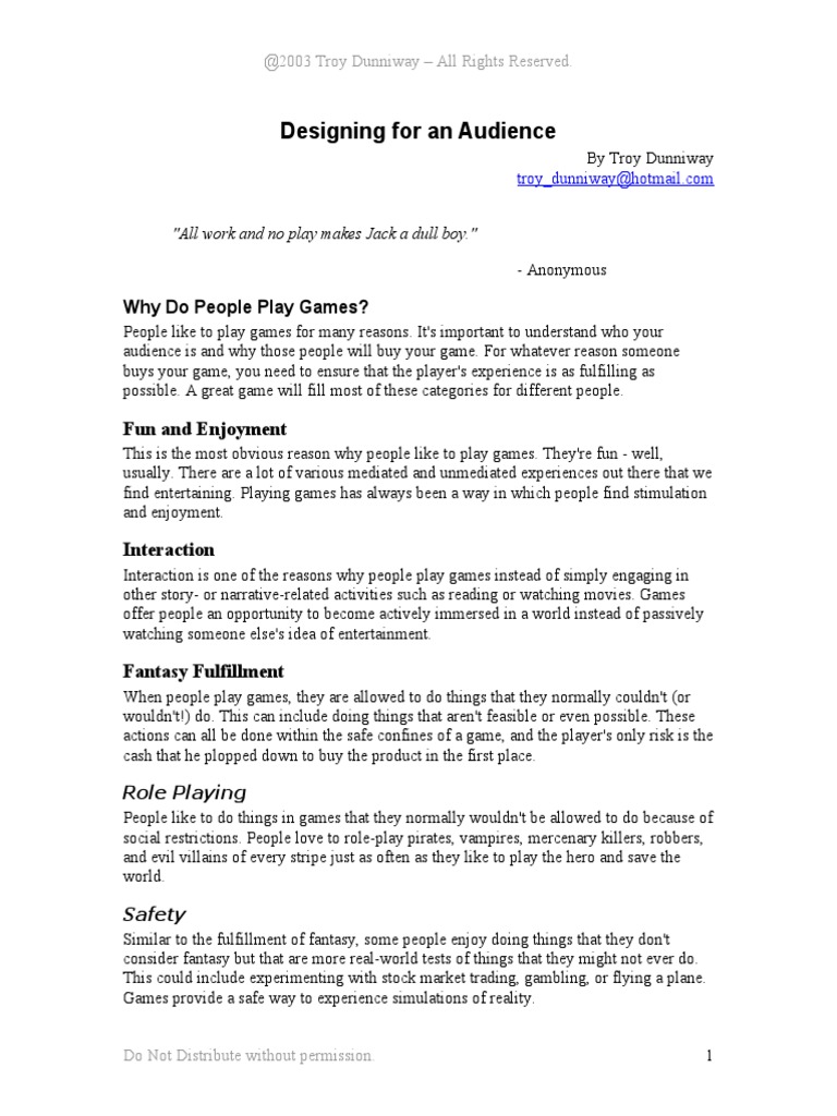 Designing For An Audience | PDF | Games & Activities